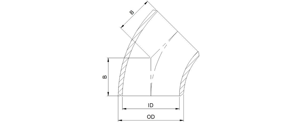 Long Radius Elbow 45° Standard | Asmuss